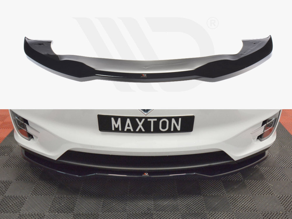 Tesla Model X Front Splitter Gloss Black Maxton Style V1 – Carbon Accents