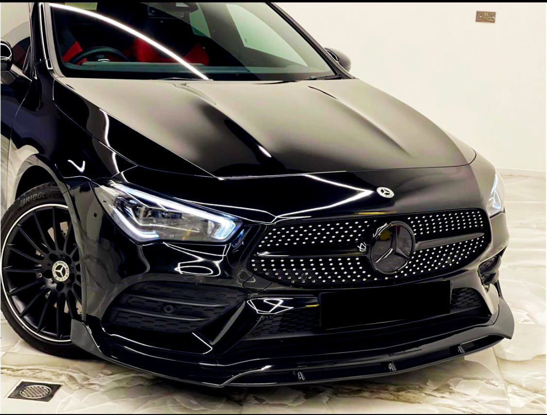 Mercedes CLA W118 Front Splitter Gloss Black CLA45 Style – Carbon Accents