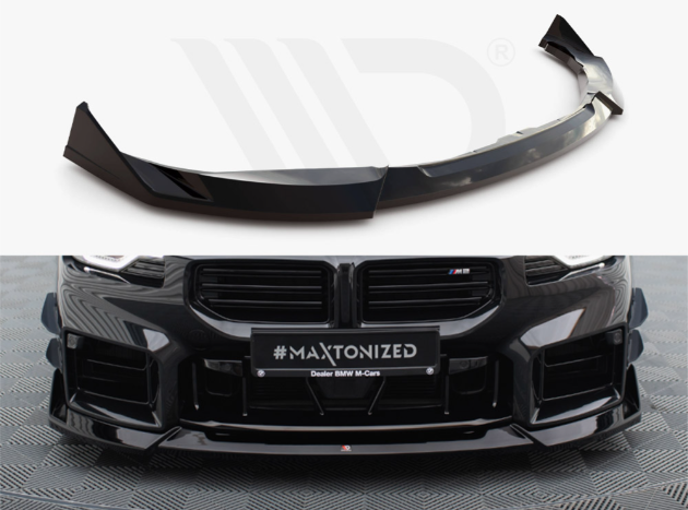 BMW M2 F87 Front Splitter Gloss Black Maxton Style – Carbon Accents