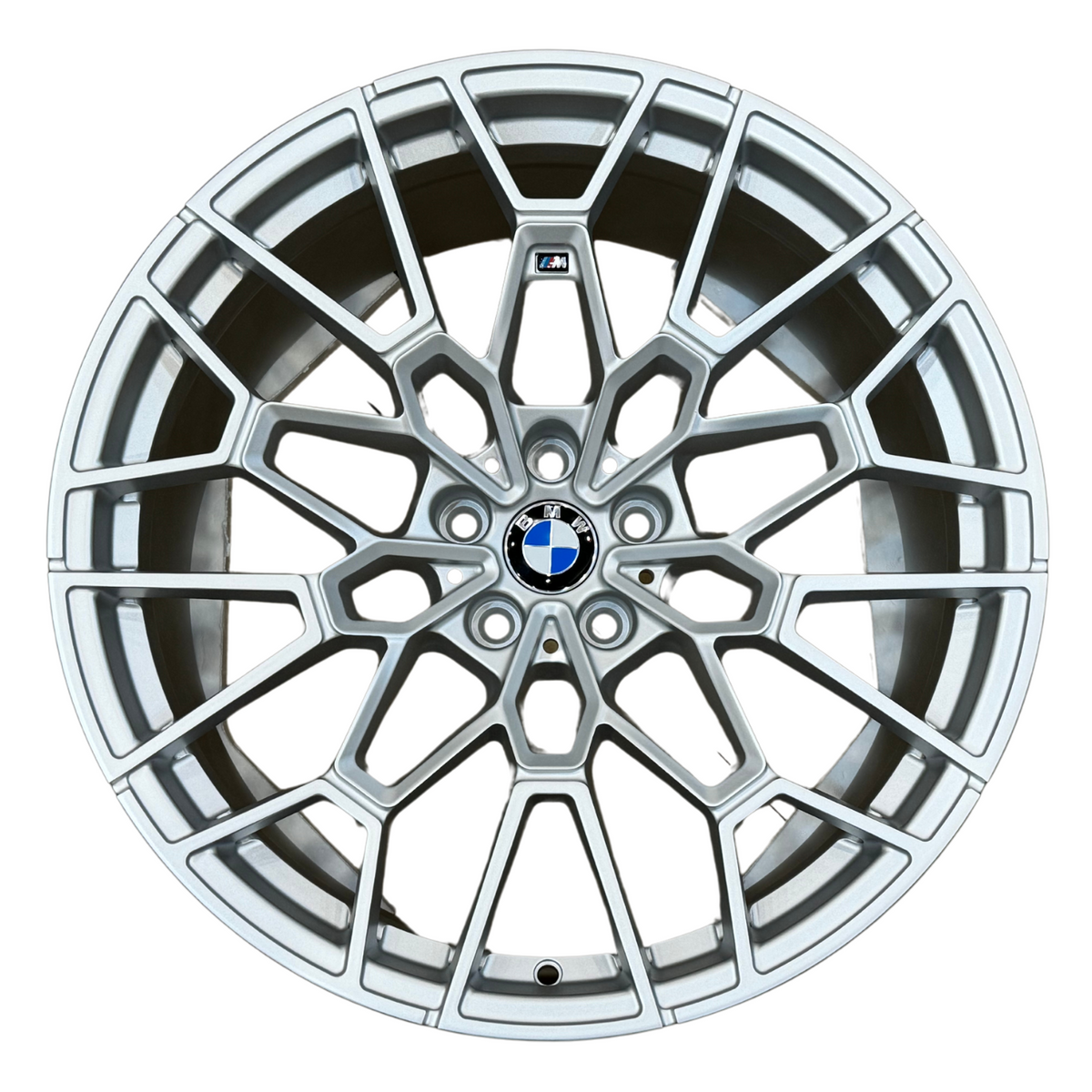 BMW M3 G80 G81 Forged Silver Alloy Wheels 827M Style – Carbon Accents