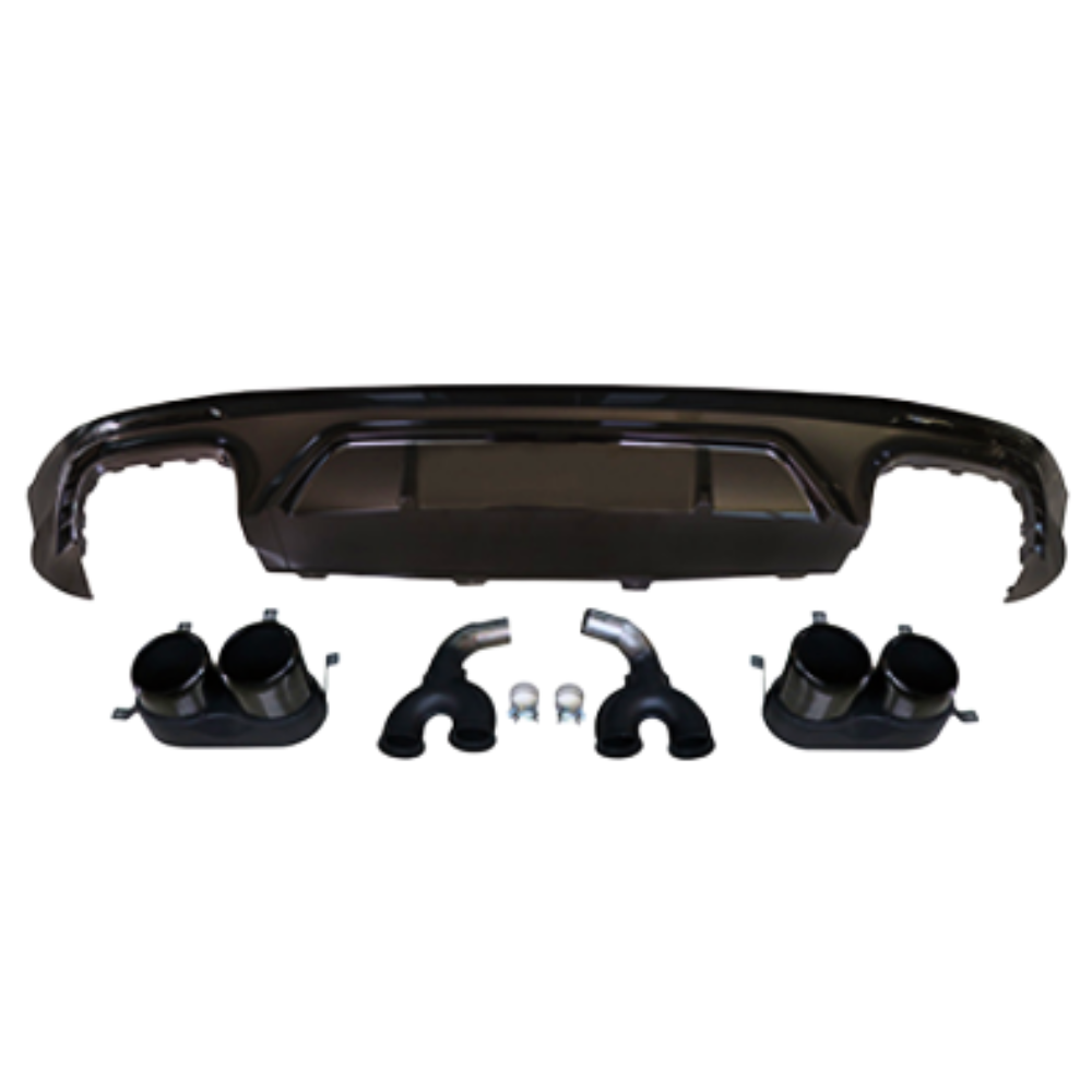 Audi SQ5 Q5 MK2 Diffuser Gloss Black with Exhaust Tips – Carbon Accents