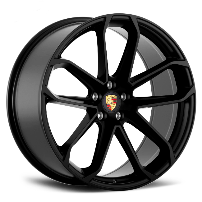 Porsche Macan Alloy Wheels Satin Black GTS Style – Carbon Accents