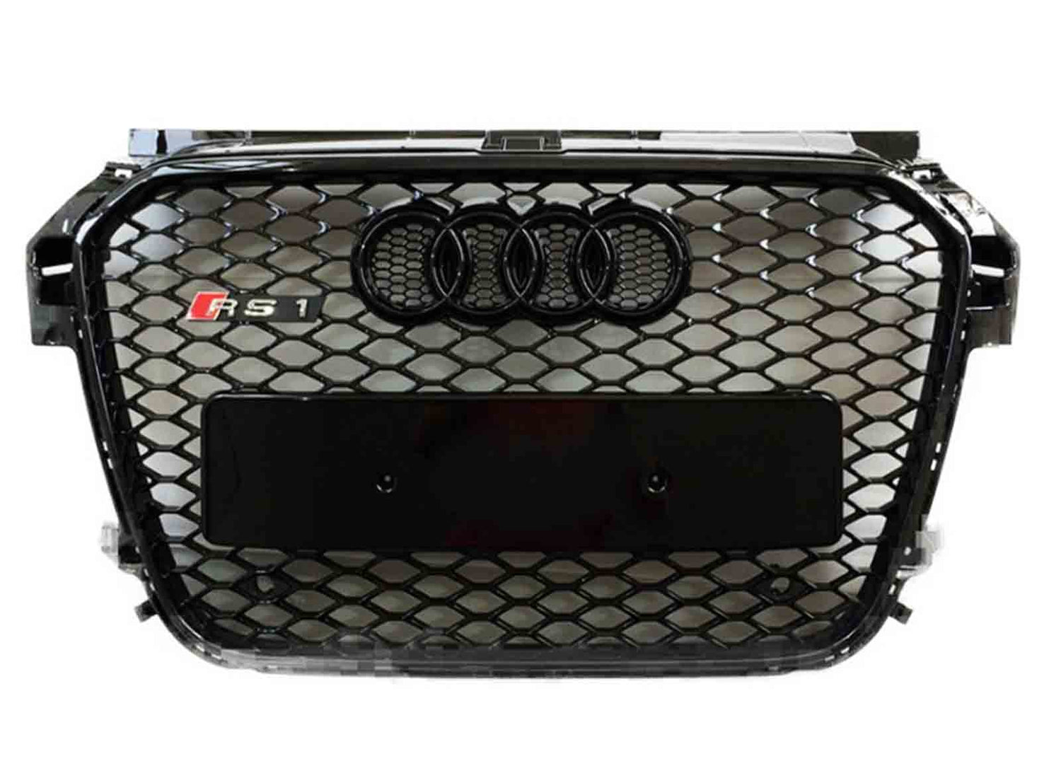 Audi A1 Grill: Gloss Black RS Honeycomb Style – Carbon Accents