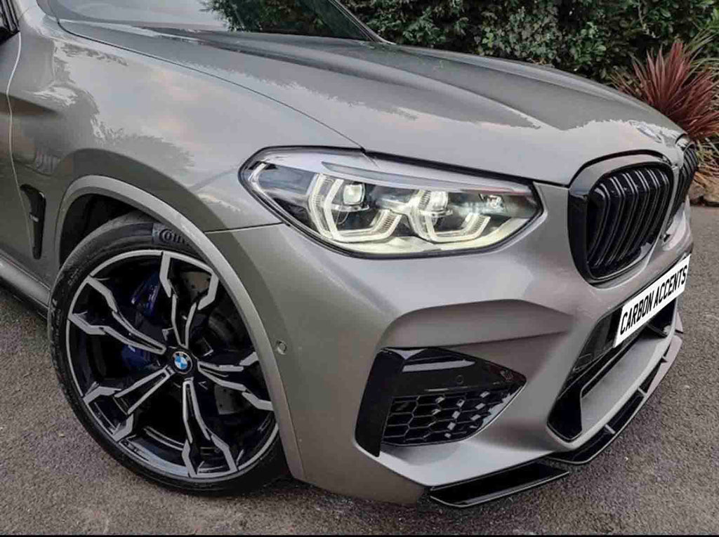 BMW X3M G01 Front Splitter Gloss Black M Performance Style – Carbon Accents