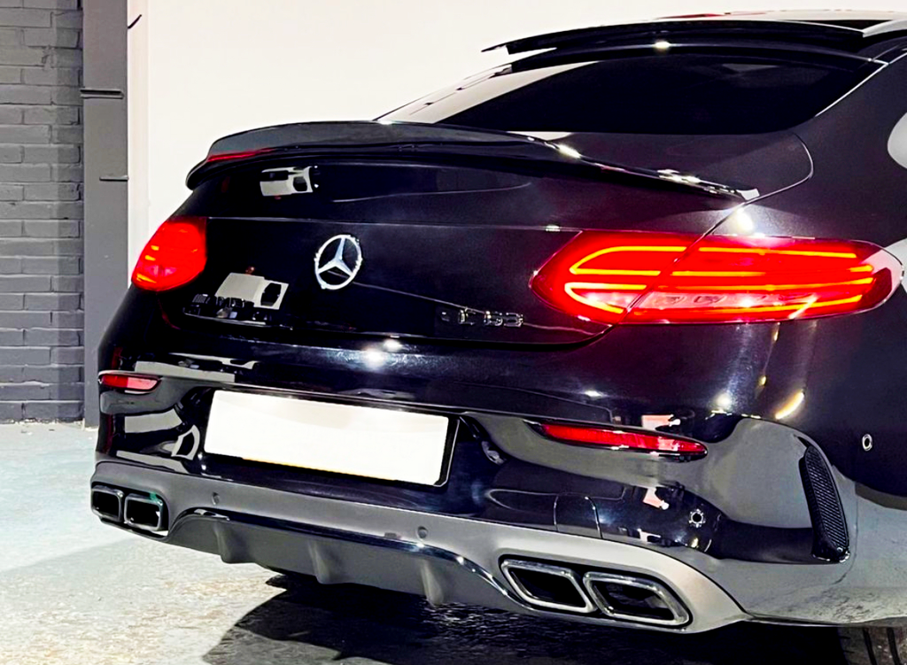Mercedes C Class C205 Coupe Spoiler Gloss Black PSM Style – Carbon Accents